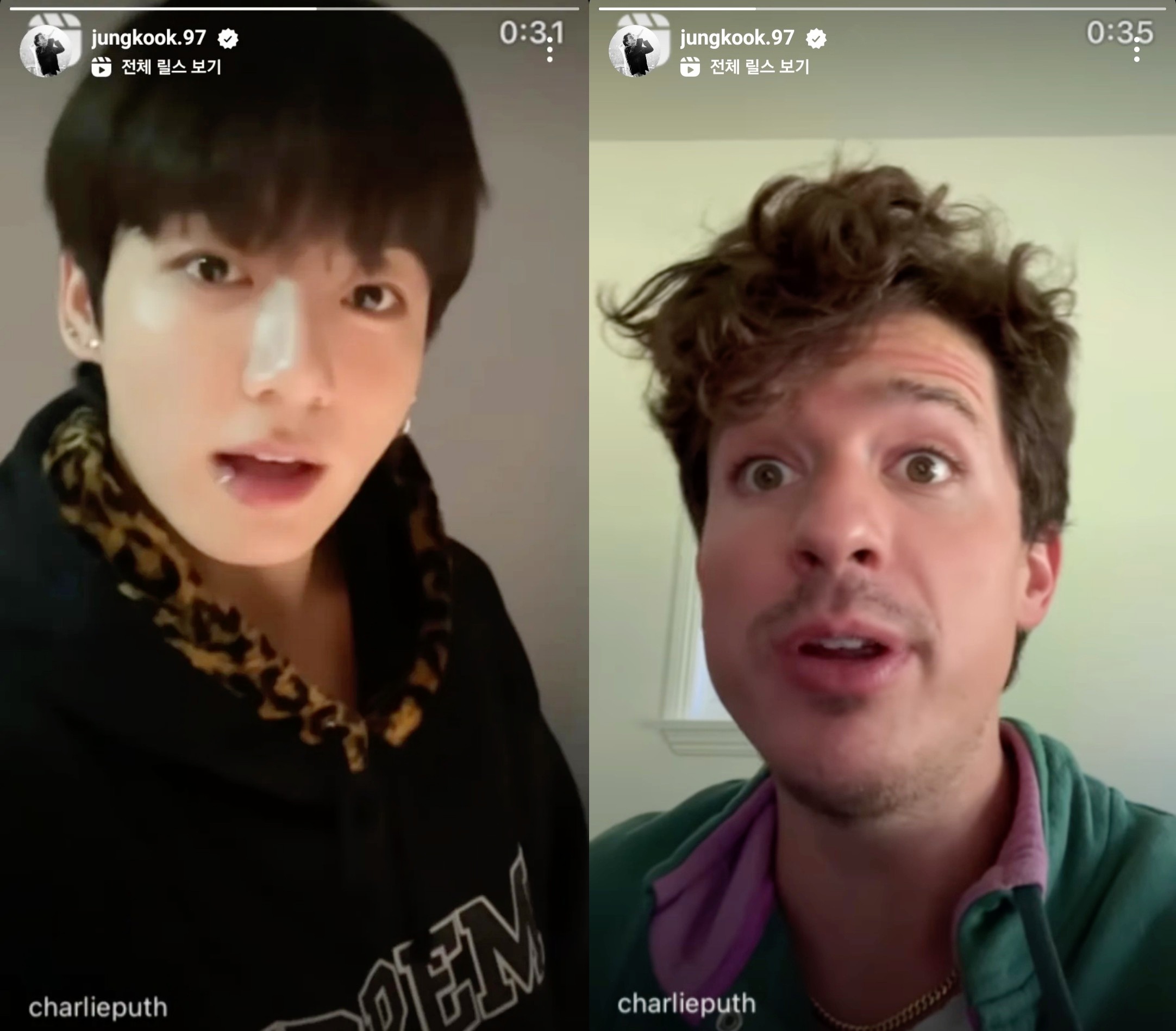 ″정국이 첫 개인 활동 감격스럽다″ 방탄소년단 정국 인스타그램서 美싱어송라이터 찰리 푸스 Left And Right 협업