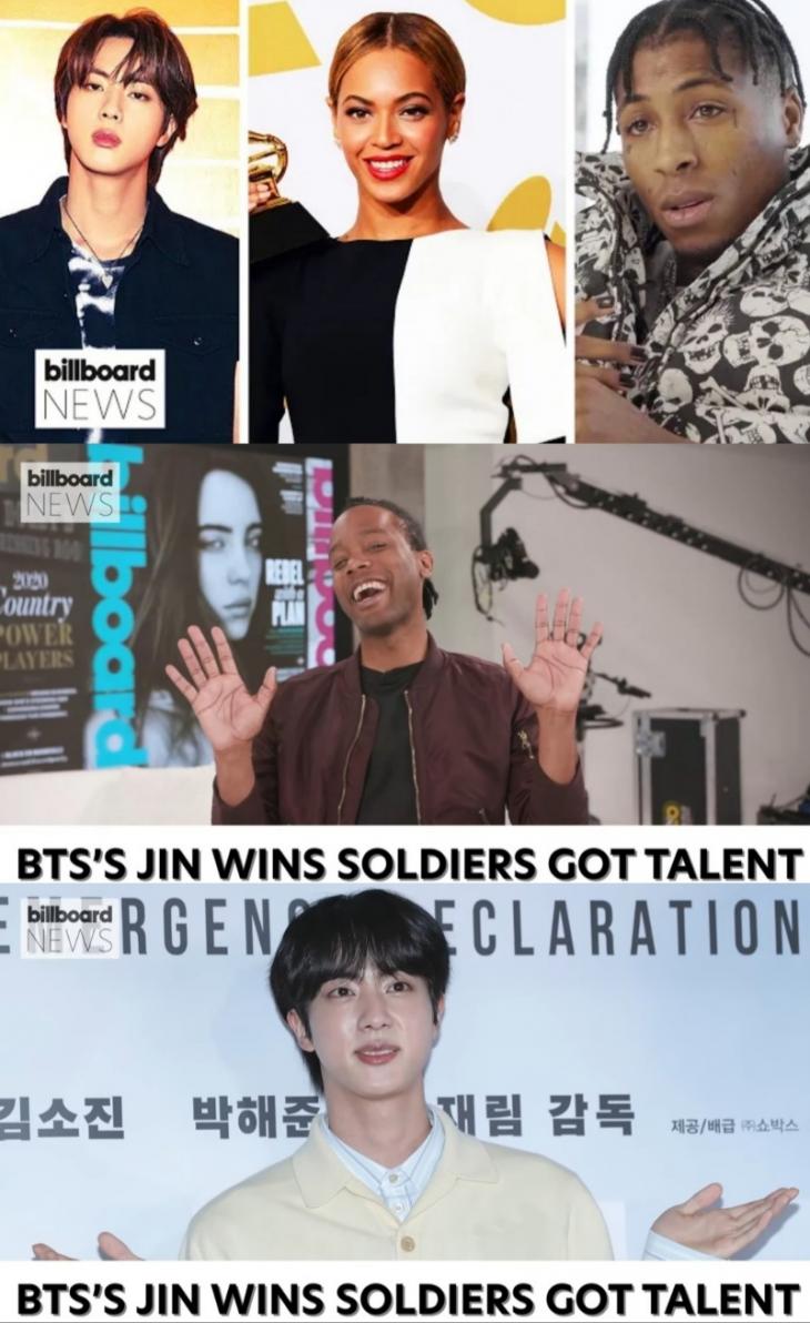 [BTS News] “World Class Power” 방탄소년단 진, 군 생활 세계적인 관심…軍 장기자랑 우승 빌보드도 주목 - 황선용 기자 - 톱스타뉴스