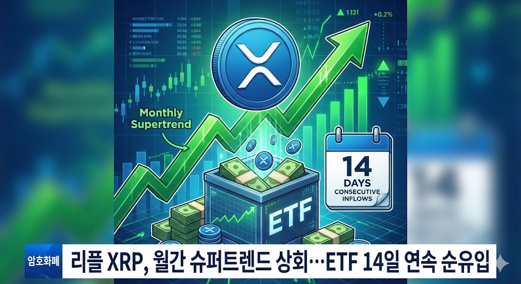 리플 XRP, 월간 슈퍼트렌드 상회…ETF 14일 연속 순유입 - 김윤교 기자 - 톱스타뉴스 - 국제/시세