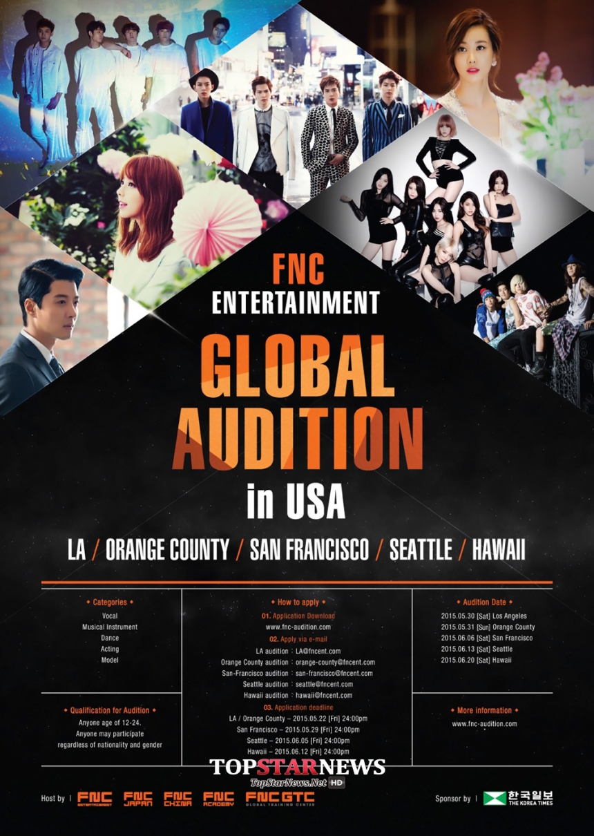 FNC, 美서 ‘제2의 FT아일랜드-씨엔블루-AOA’ 찾는다…‘육성에 힘 썼으면’ - 우 선 기자 - 톱스타뉴스