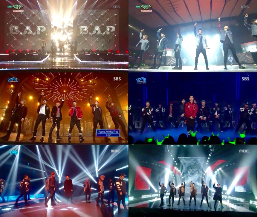 비에이피(B.A.P), 신곡 ‘Young, Wild & Free’ 공중파 1위… ‘공백기 무색’ - 신미래 기자 - 톱스타뉴스